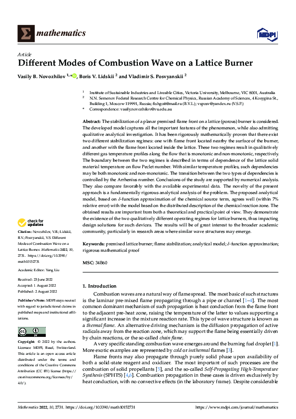 (PDF) Different Modes of Combustion Wave on a Lattice Burner