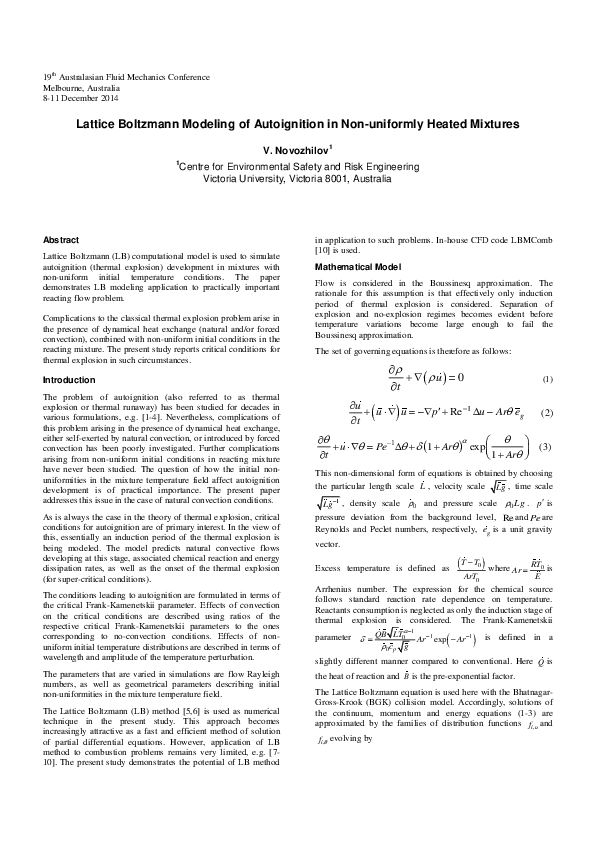Pdf Lattice Boltzmann Modeling Of Autoignition In Non Uniformly Heated Mixtures