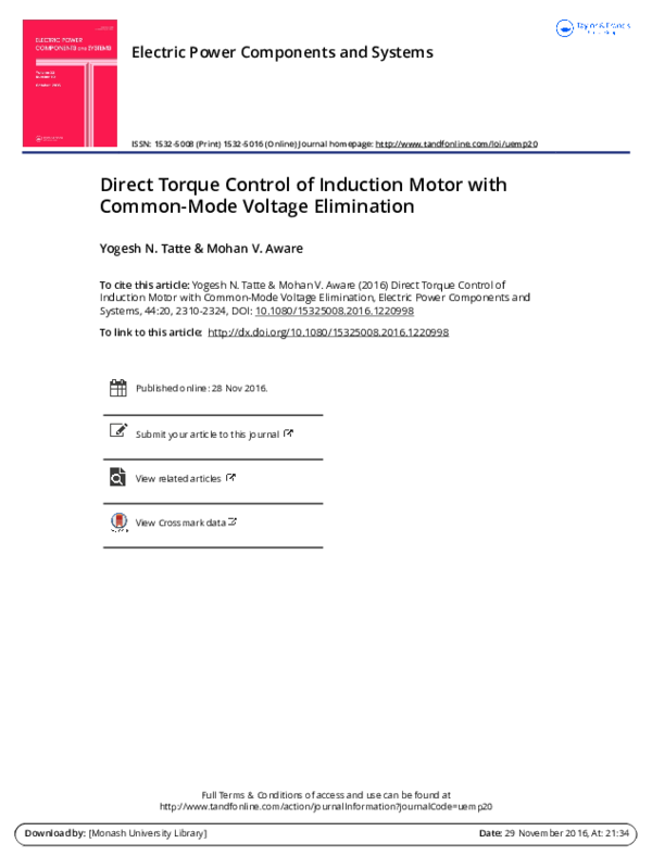 (PDF) Direct Torque Control of induction motor with constant switching frequency