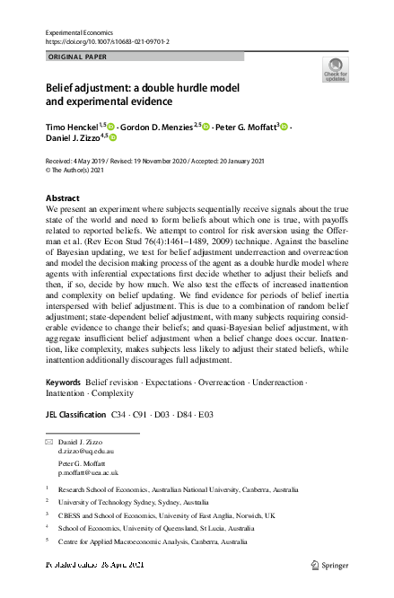 (PDF) Belief Adjustment: A Double Hurdle Model and Experimental ...