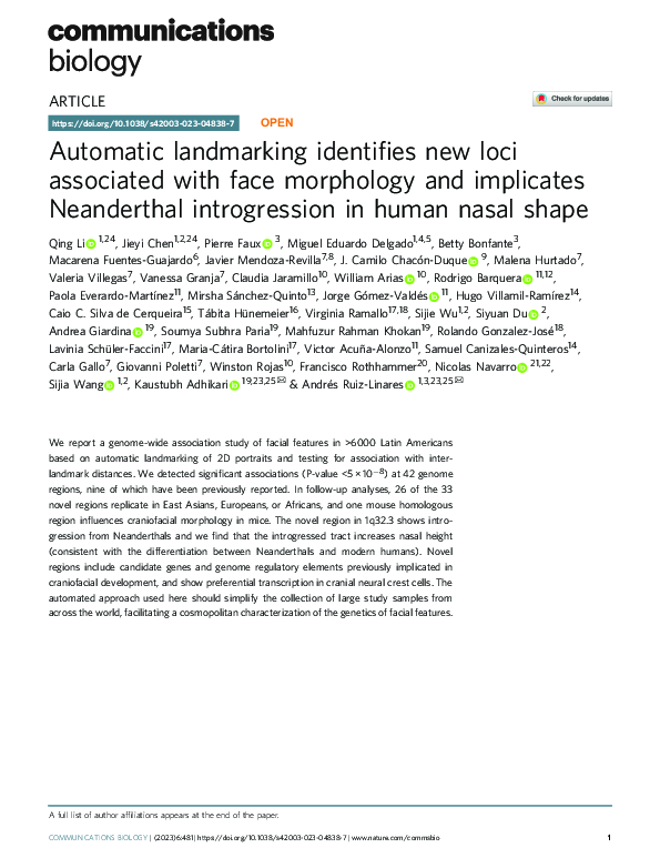 (PDF) Automatic landmarking identifies new loci associated with face ...