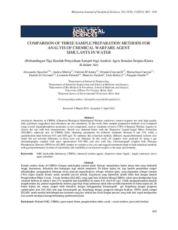 (PDF) COMPARISON OF THREE SAMPLE PREPARATION METHODS FOR ANALYIS OF ...