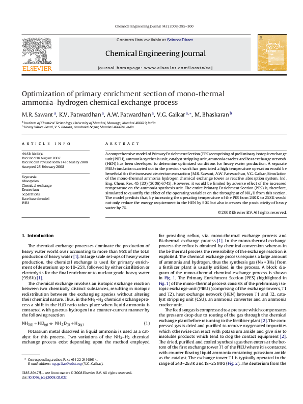 (PDF) Optimization of primary enrichment section of mono-thermal ...