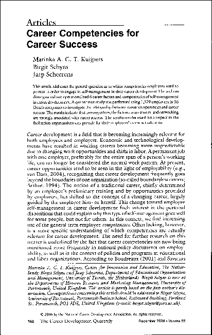 (PDF) Career competences for career success