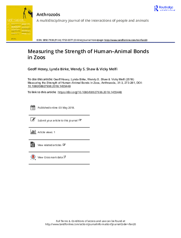 (PDF) Measuring the Strength of Human–Animal Bonds in Zoos