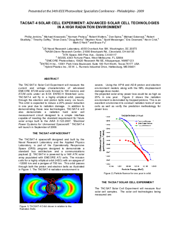 (PDF) TACSAT-4 solar cell experiment: Advanced solar cell technologies ...