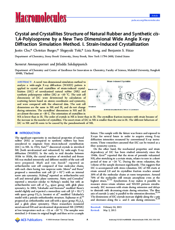 (PDF) Crystal and Crystallites Structure of Natural Rubber and Peroxide ...