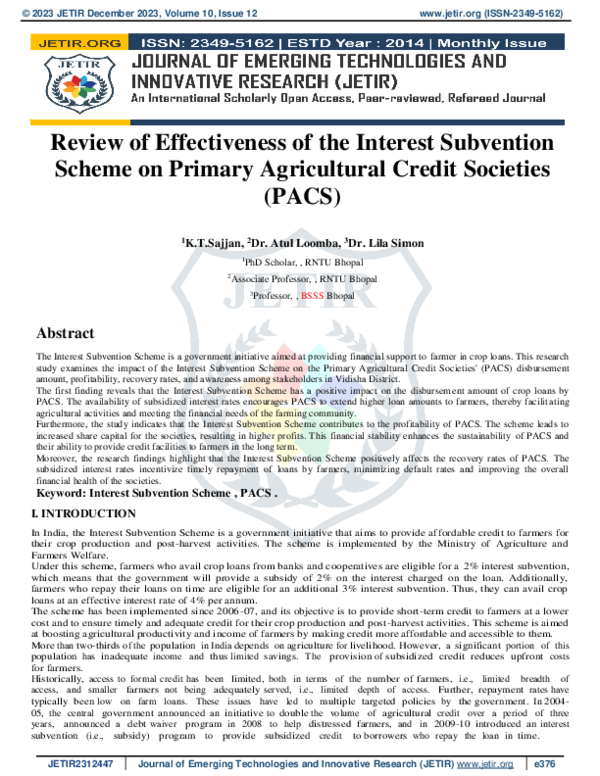 (PDF) Review of Effectiveness of the Interest Subvention Scheme on ...
