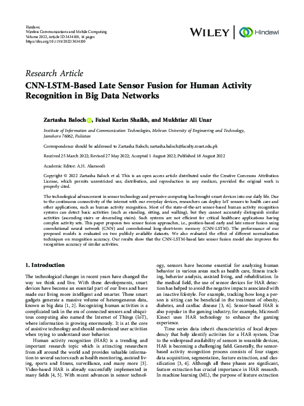 Pdf Cnn Lstm Based Late Sensor Fusion For Human Activity Recognition