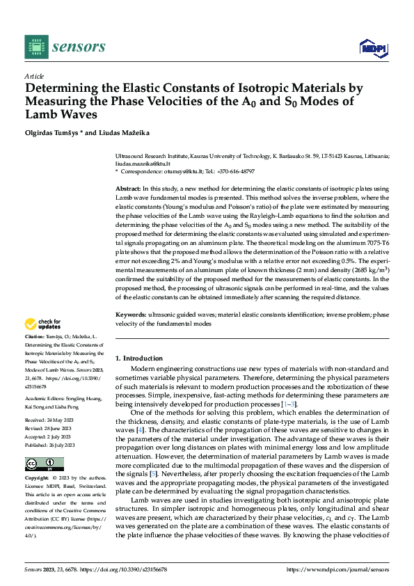 (PDF) Determining the Elastic Constants of Isotropic Materials by ...