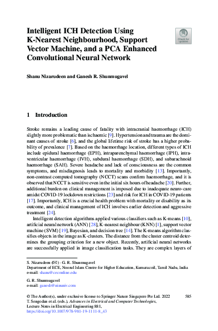 (PDF) Intelligent ICH Detection Using K-Nearest Neighbourhood, Support ...