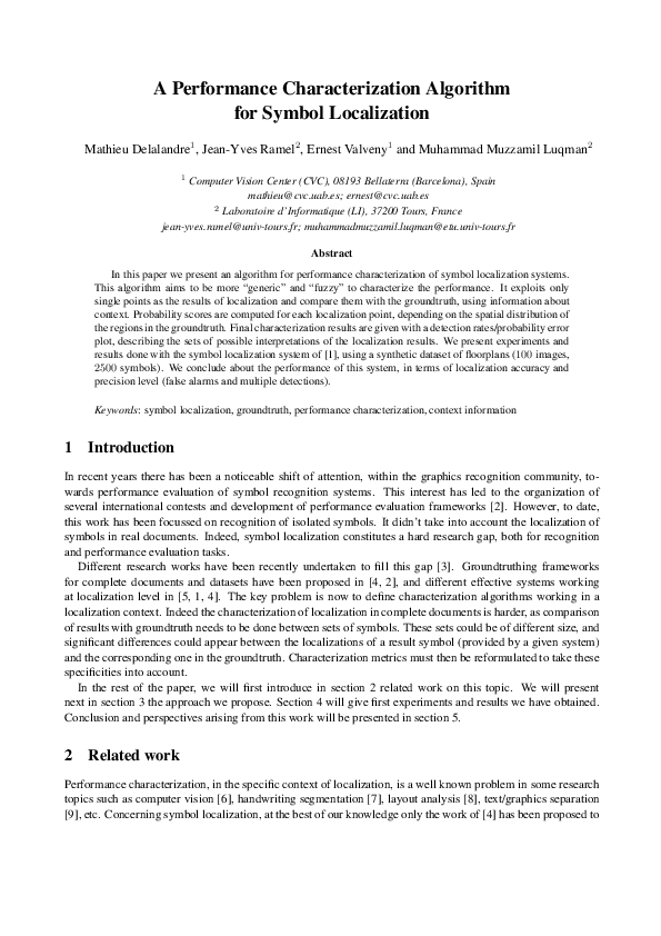 (PDF) A Performance Characterization Algorithm for Symbol Localization