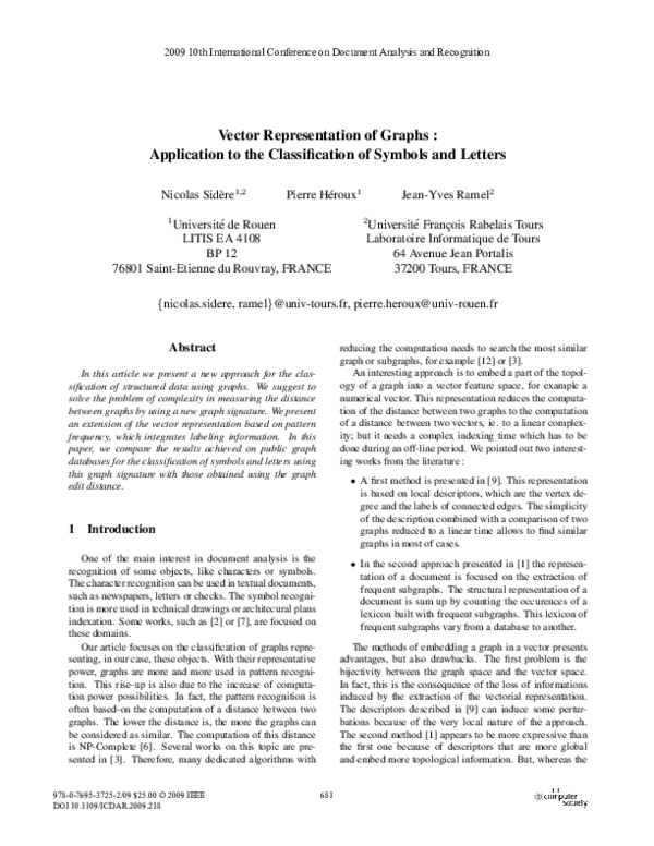 (PDF) Vector Representation of Graphs: Application to the ...