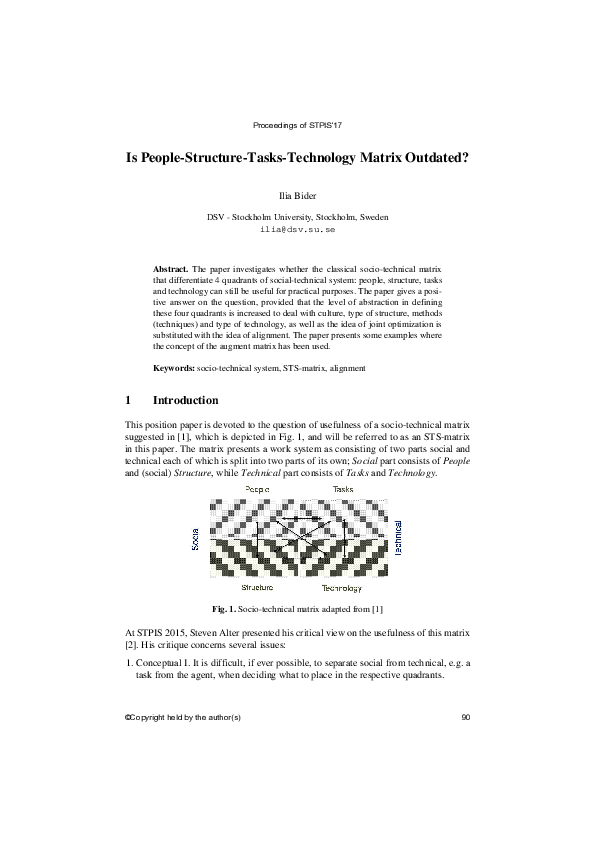 (PDF) Is People-Structure-Tasks-Technology Matrix Outdated?