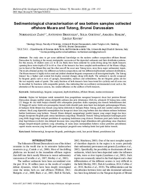 (PDF) Sedimentological Characterisation Of Sea Bottom Samples Collected ...