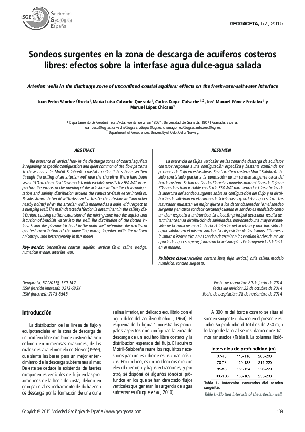 (PDF) Artesian wells in the discharge zone of unconfined coastal ...