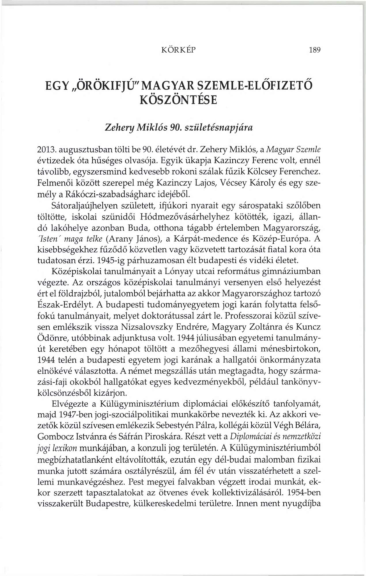 (PDF) Egy "örökifjú" Magyar Szemle-előfizető köszöntése | Hajnalka Forgács - Academia.edu