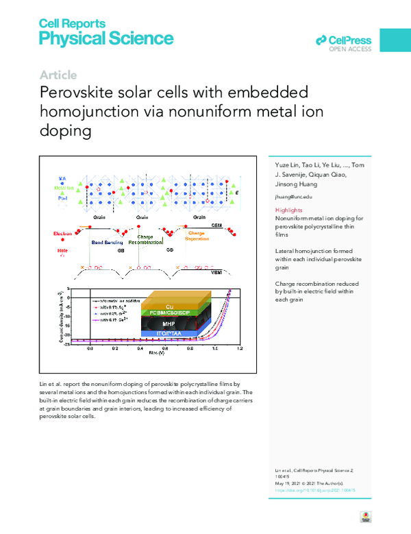 (PDF) Perovskite solar cells with embedded homojunction via nonuniform metal ion doping