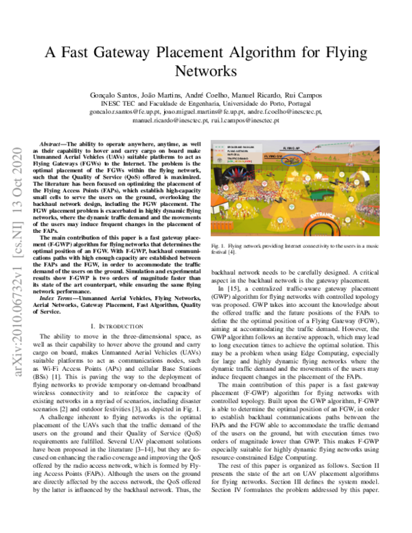 (PDF) A Fast Gateway Placement Algorithm for Flying Networks | Helder ...