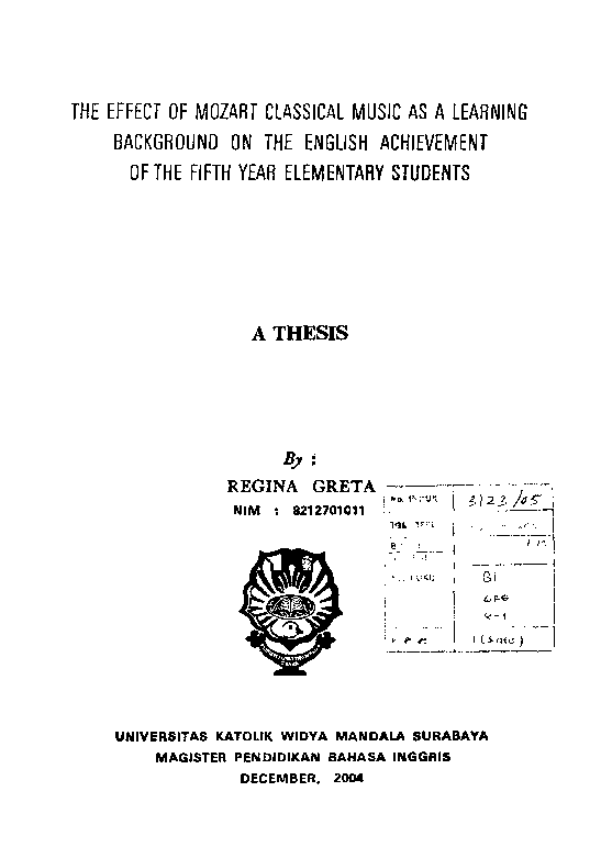 (PDF) The effect of Mozart classical music as a learning background on ...