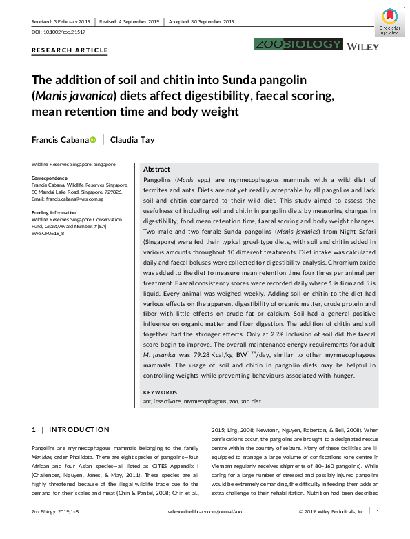 (PDF) The addition of soil and chitin into Sunda pangolin ( Manis ...
