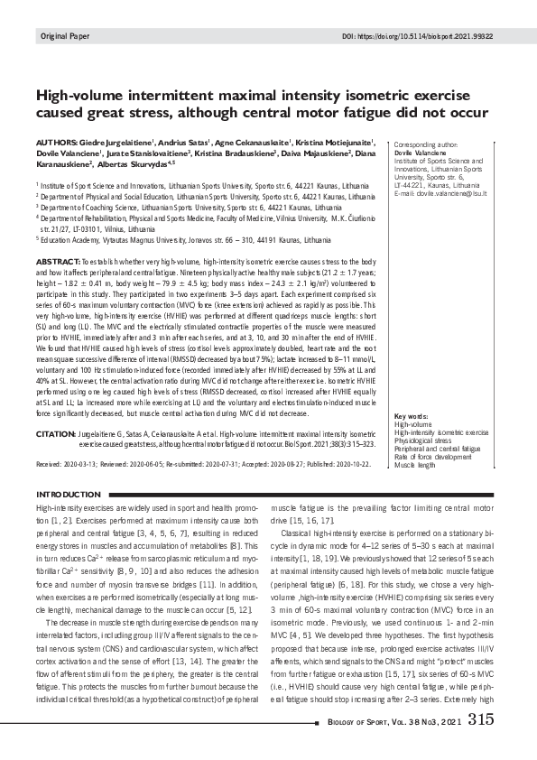 (PDF) High-volume intermittent maximal intensity isometric exercise ...