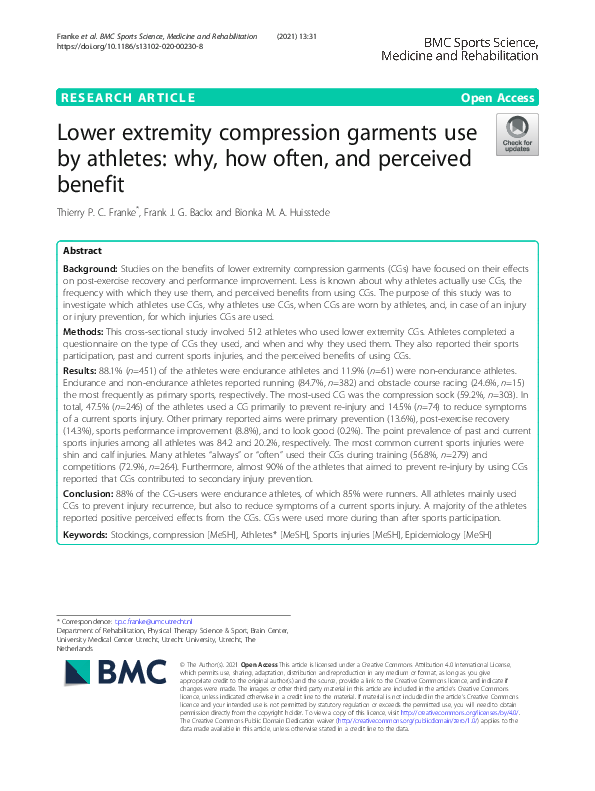(PDF) Lower extremity compression garments use by athletes: why, how ...