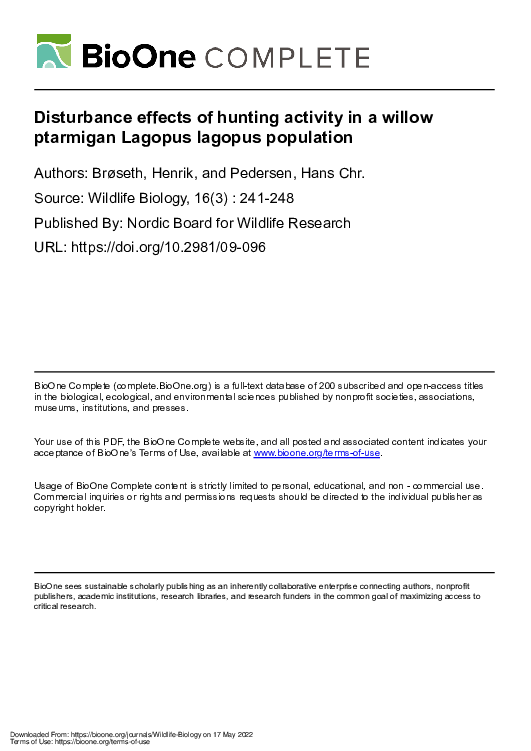 (PDF) Hunting Disturbance in Willow Ptarmigan Behavior