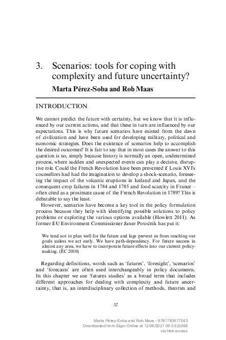 (PDF) Scenarios: tools for coping with complexity and future uncertainty?