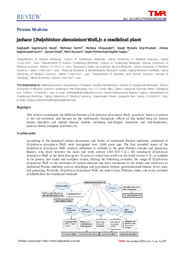 (PDF) Jadwar (Delph inium denudatum Wall.): a medicinal plant