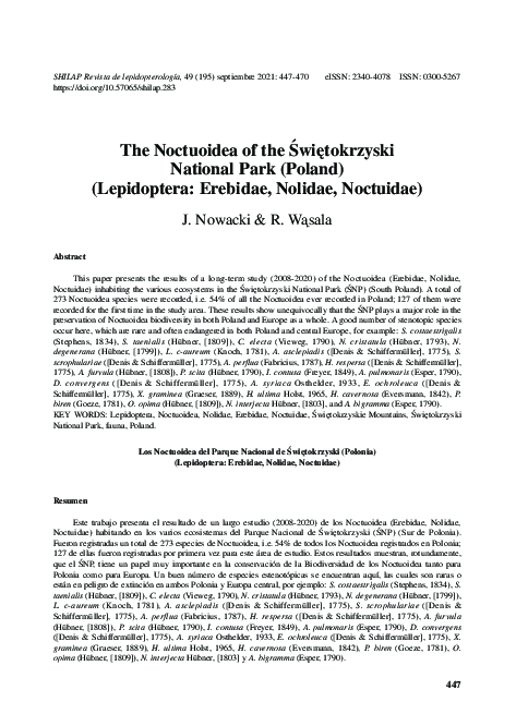 (PDF) The Noctuoidea of the Swietokrzyski National Park (Poland ...