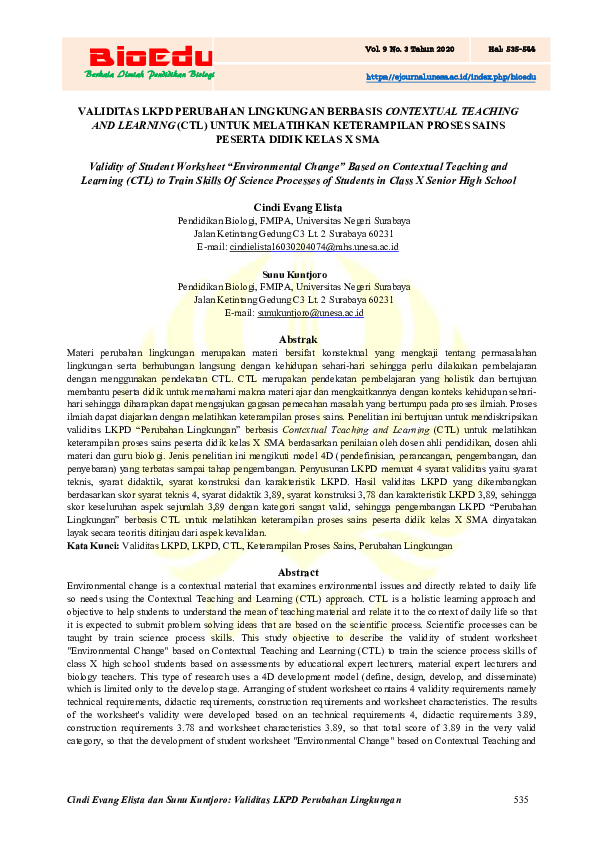 (PDF) Validitas LKPD Perubahan Lingkungan Berbasis Contextual Teaching and Learning (CTL) untuk ...