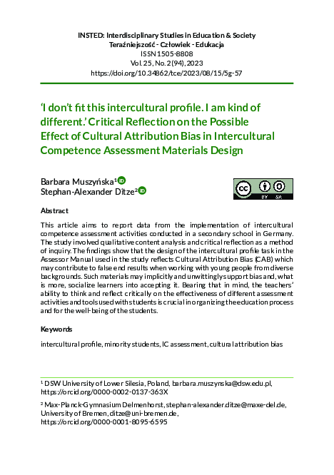 (PDF) 'I don't fit this intercultural profile. I am kind of different.' Critical Reflection on ...