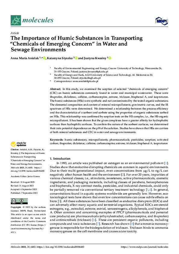 Pdf The Importance Of Humic Substances In Transporting “chemicals Of Emerging Concern” In