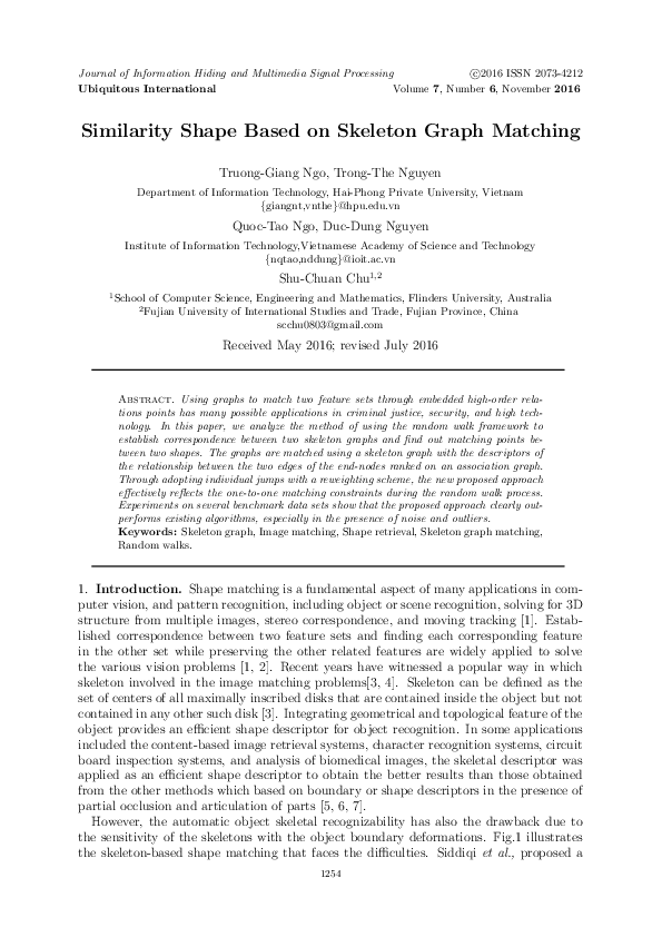 (PDF) Similarity Shape Based on Skeleton Graph Matching
