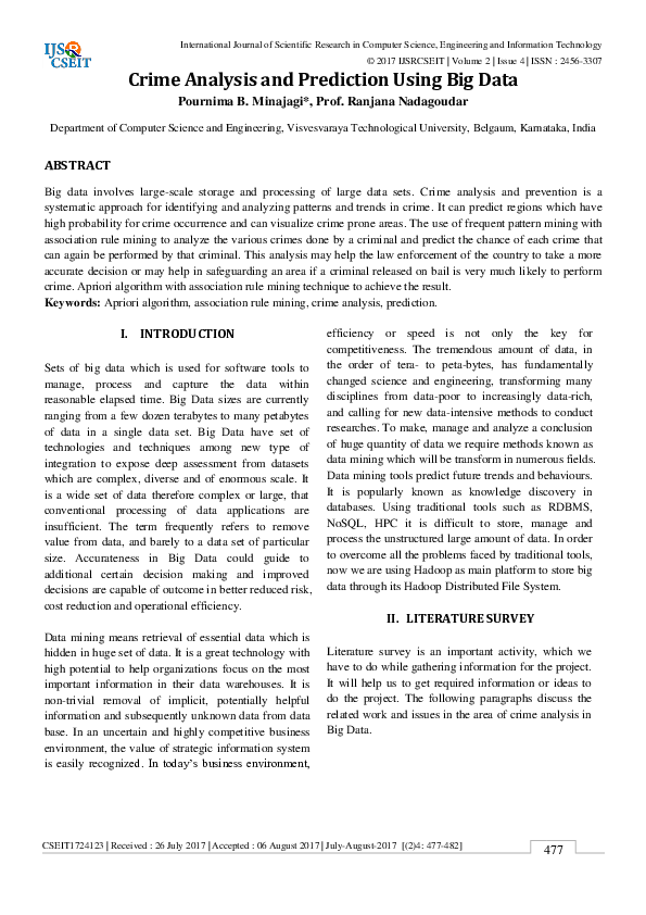 (PDF) Crime Analysis and Prediction Using Big Data