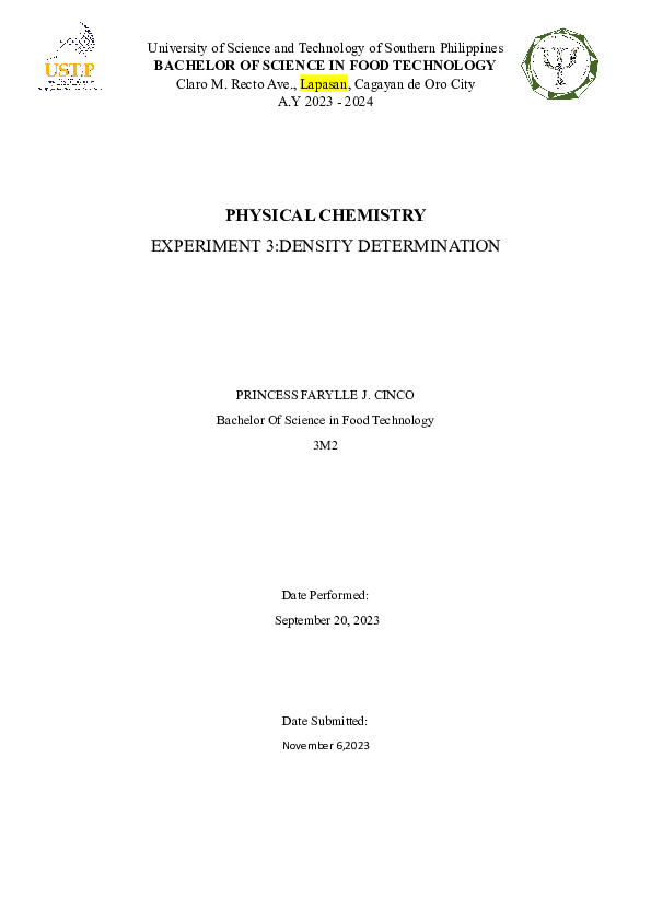 (PDF) EXPERIMENT 3:DENSITY DETERMINATION