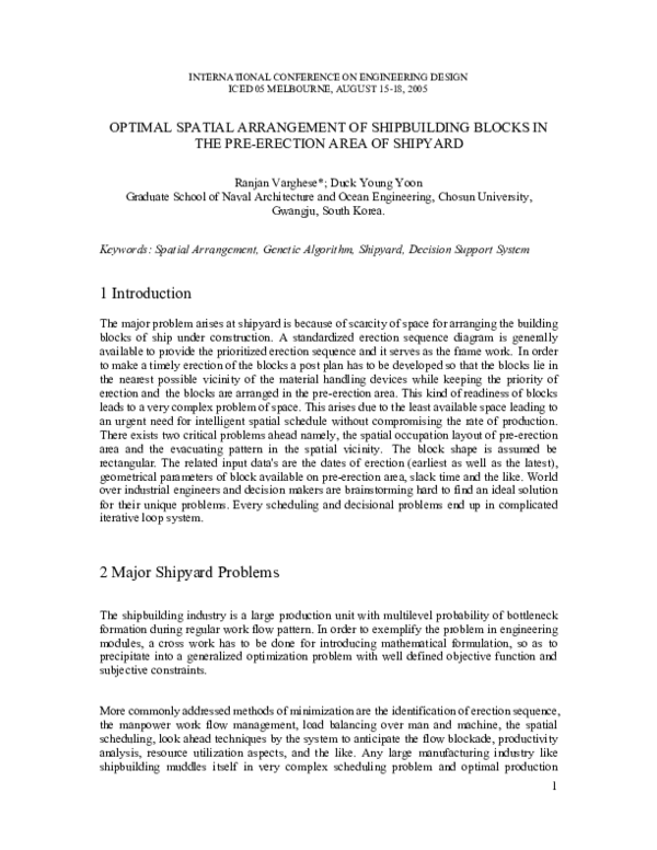 (PDF) Optimal Spatial Arrangement of Shipbuilding Blocks in the Pre-erection Area of Shipyard ...
