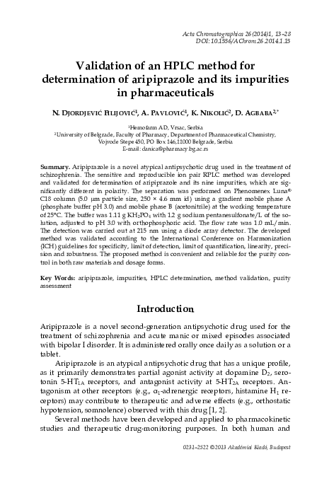 (PDF) Validation of an HPLC Method for the Determination of Imatinib ...