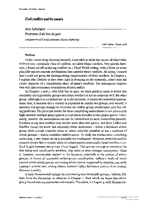 (PDF) Civil conflict and its causes
