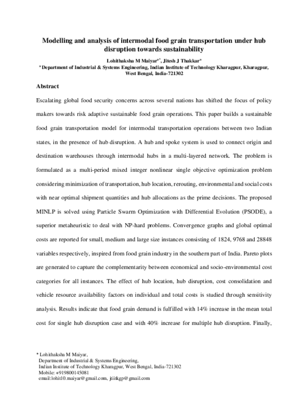 (PDF) Modelling and analysis of intermodal food grain transportation ...