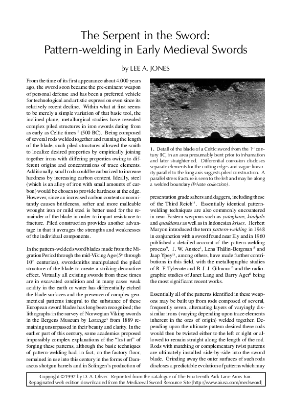 (PDF) The Serpent in the Sword: Pattern-welding in Early Medieval Swords