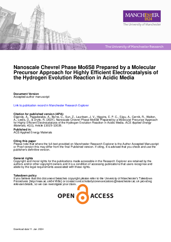 (PDF) Nanoscale Chevrel-Phase Mo6S8 Prepared by a Molecular Precursor ...