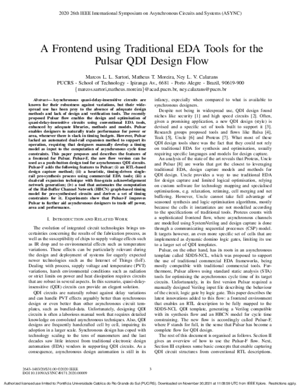 (PDF) A Frontend using Traditional EDA Tools for the Pulsar QDI Design Flow