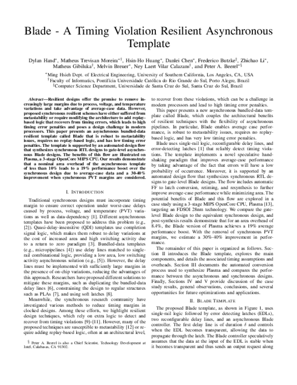 (PDF) Blade -- A Timing Violation Resilient Asynchronous Template