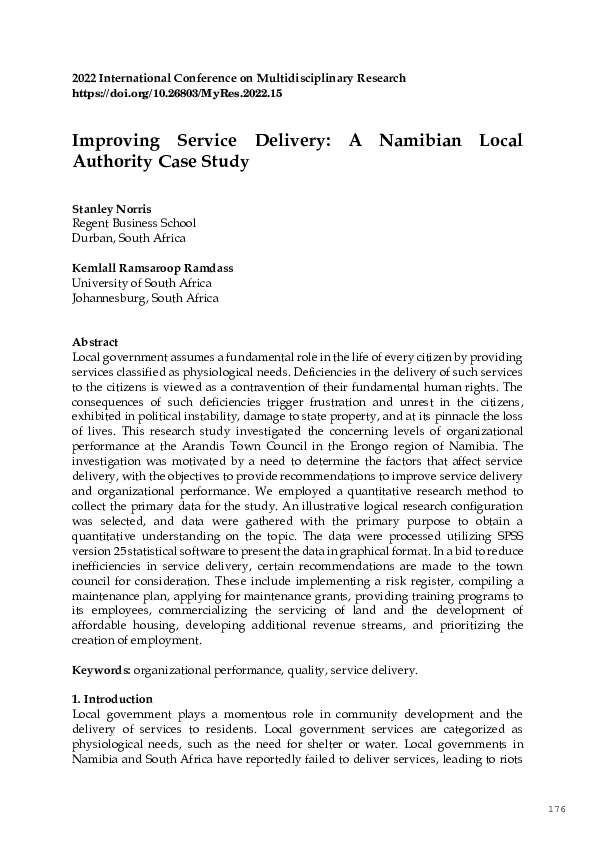 (PDF) Improving Service Delivery: A Namibian Local Authority Case Study