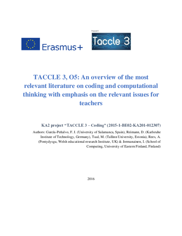 (PDF) An overview of the most relevant literature on coding and ...