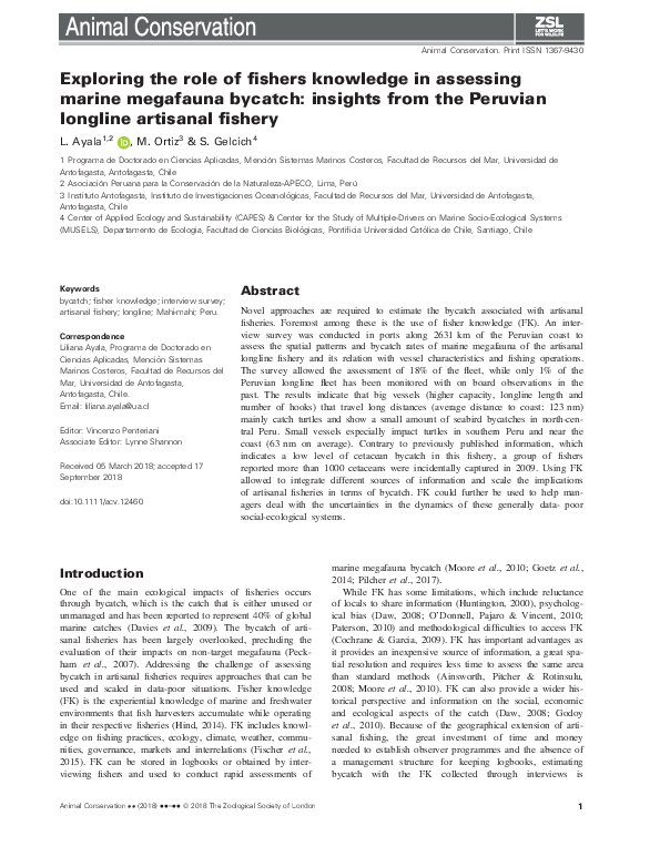 (PDF) Exploring the role of fishers knowledge in assessing marine megafauna bycatch: insights ...