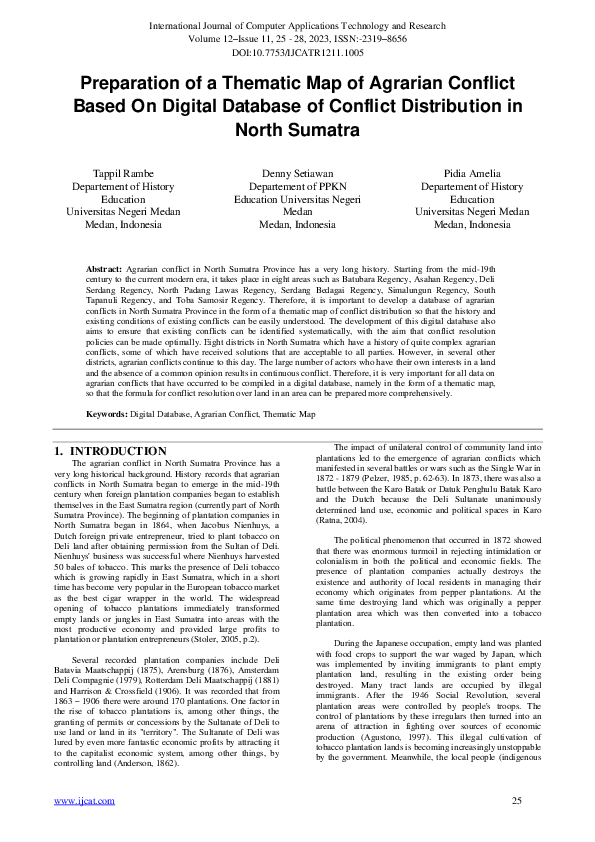 (PDF) Preparation of a Thematic Map of Agrarian Conflict Based On ...