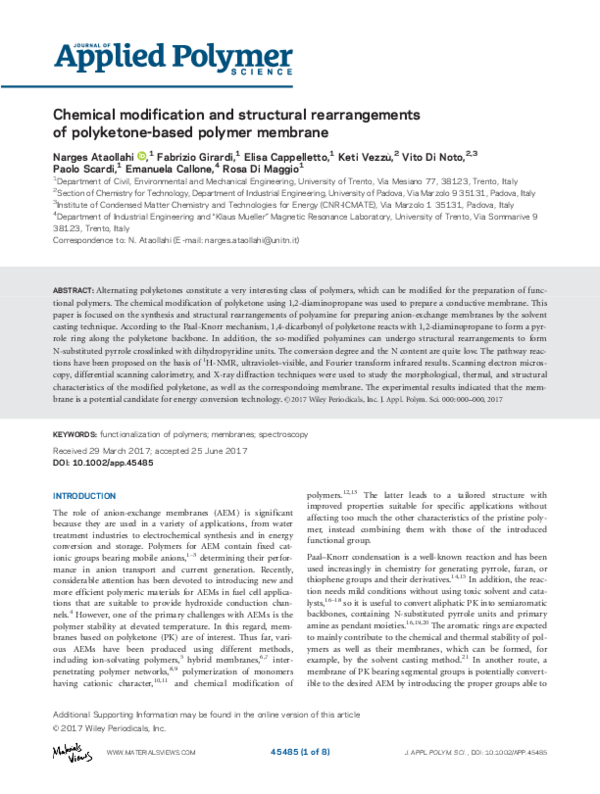 (PDF) Chemical modification and structural rearrangements of polyketone ...